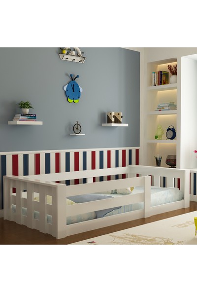 Evbingo İdeal Montessori Karyola Beyaz U4 - 90 x 190 Yatak Uyumlu - Genç - Çocuk Karyolası