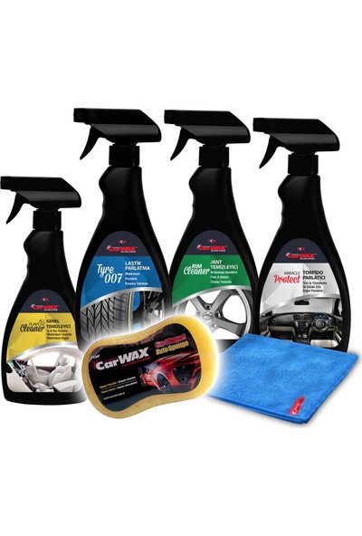 Carwax 4'lü Set Detaylı Lastik Jant Torpido) Mikrofiber Bez & Uygulama Süngeri ) Carwax 4'lü Set Detaylı Lastik Jant Torpido) Mikrofiber Bez & Uygulama Süngeri )