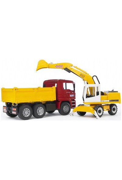 Bruder MAN Damperli Kamyon & Liebherr Ekskavatör BR02751 Bruder MAN Damperli Kamyon & Liebherr Ekskavatör BR02751
