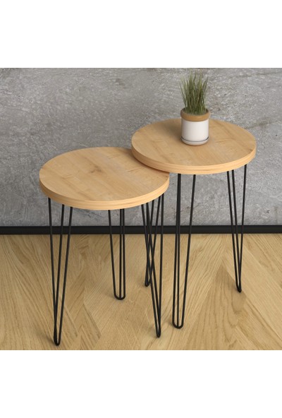 Monte Sehpa Fiona 2'li Zigon Sehpa- Meşe Monte Sehpa Fiona 2'li Zigon Sehpa- Meşe