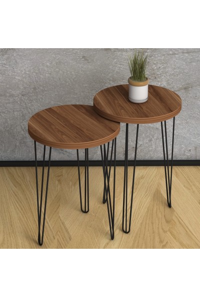 Monte Sehpa Fiona 2'li Zigon Sehpa- Ceviz