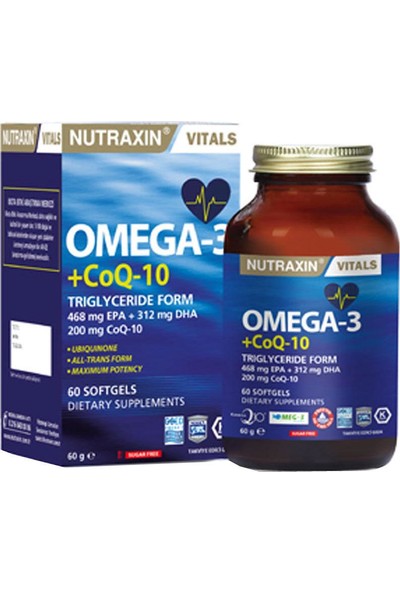 Nutraxin Omega3+COQ-10 60 kapsül Nutraxin Omega3+COQ-10 60 kapsül