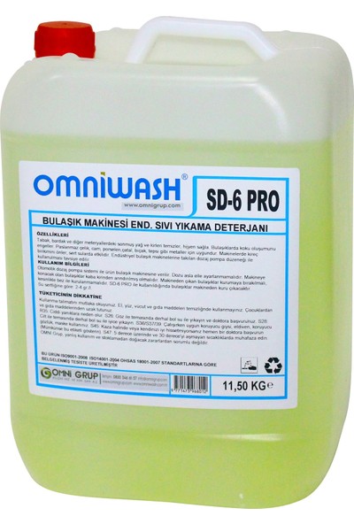 Omniwash Endüstriyel Bulaşık Makinesi Deterjanı 11,60 Kg Sd6 Omniwash Endüstriyel Bulaşık Makinesi Deterjanı 11,60 Kg Sd6