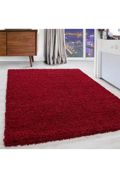 Ayyıldız Halı Shaggy Halı 50 Mm Hav Yüksekliğinde Düz Kırmızı 60X110 Cm