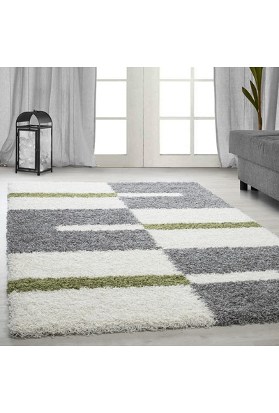 Ayyıldız Halı Desenli Shaggy Halı Kareli Ve Çizgili Motif 3 Cm Hav Yüksekliği Gri Yeşil Beyaz Renkli 60X110 Cm Ayyıldız Halı Desenli Shaggy Halı Kareli Ve Çizgili Motif 3 Cm Hav Yüksekliği Gri Yeşil Beyaz Renkli 60X110 Cm