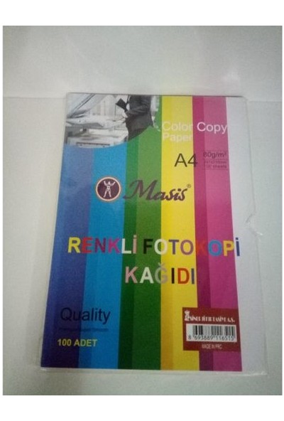 Masis Renkli Fotokopi Kağıdı, 80 Gr., 100'Lük Paket Masis Renkli Fotokopi Kağıdı, 80 Gr., 100'Lük Paket