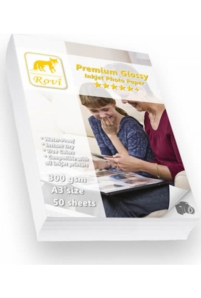 Rovi Premium Parlak Fotoğraf Kağıdı 300Gsm 50Yp A3+