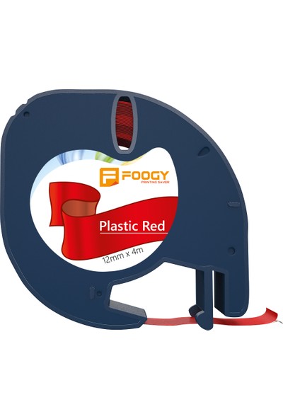 Foogy Dymo LT Muadili Plastik Şerit Etiket Kırmızı Foogy Dymo LT Muadili Plastik Şerit Etiket Kırmızı