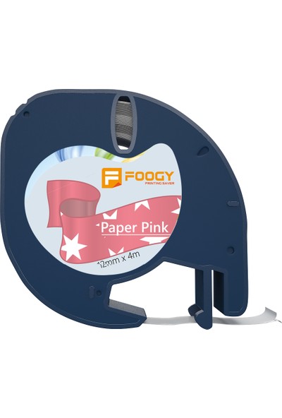 Foogy Dymo LT Muadili Kağıt Şerit Etiket Yıldız Desen Pembe Foogy Dymo LT Muadili Kağıt Şerit Etiket Yıldız Desen Pembe