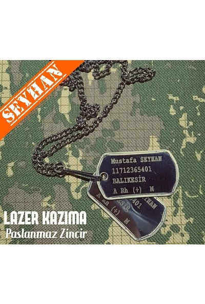 Lazer Kazıma Standart Asker Künyesi