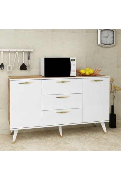 Kalender Dekor Almata ALT02 Mutfak Dolabı Beyaz - Meşe Kalender Dekor Almata ALT02 Mutfak Dolabı Beyaz - Meşe