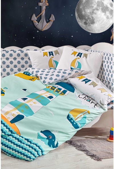 Hobby Ranforce Bebek Nevresim Takımı Baby Sailor Yeşil Hobby Ranforce Bebek Nevresim Takımı Baby Sailor Yeşil