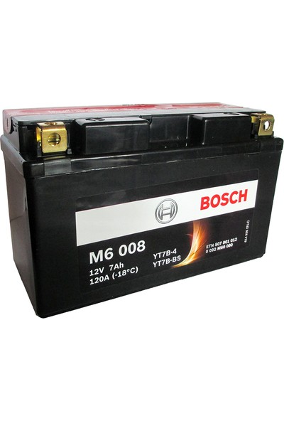 Bosch 7 Amper AGM Motosiklet Aküsü M6008 Bosch 7 Amper AGM Motosiklet Aküsü M6008