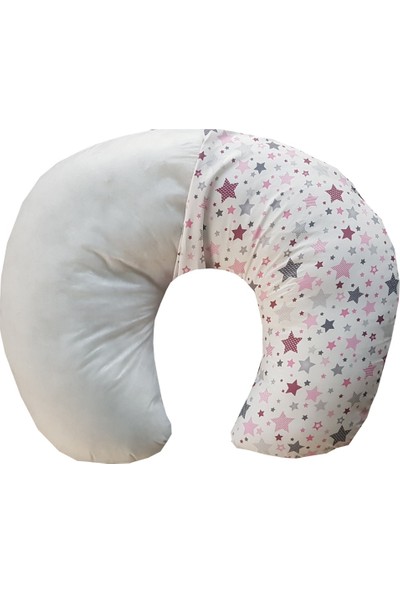 Tezkotekstil Emzirme Yastığı Pembe Gri Yıldızlı