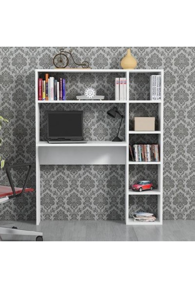 Moonlife Duru Kitaplıklı Çalışma Masası Beyaz Moonlife Duru Kitaplıklı Çalışma Masası Beyaz