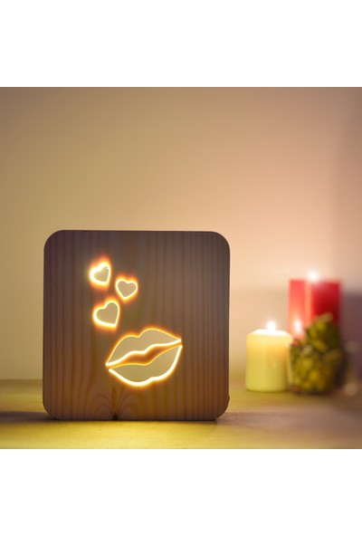 Starmood 3D 3 Boyutlu Ahşap Dudak Kalpli Led Masa Üstü Gece Lambası Starmood 3D 3 Boyutlu Ahşap Dudak Kalpli Led Masa Üstü Gece Lambası