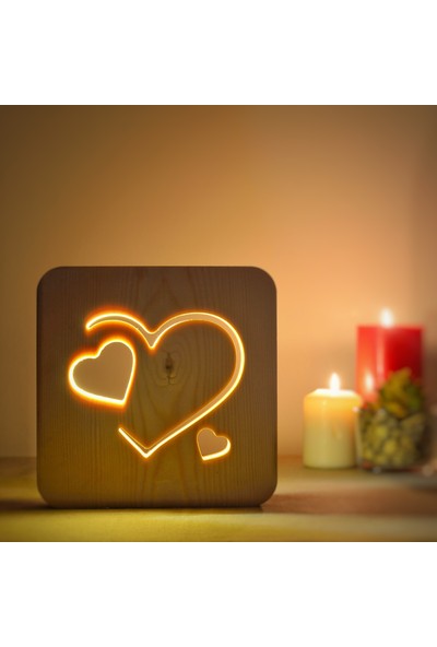 Starmood 3D 3 Boyutlu Ahşap Kalpli Özel Led Masa Üstü Gece Lambası Starmood 3D 3 Boyutlu Ahşap Kalpli Özel Led Masa Üstü Gece Lambası