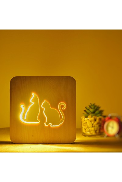 Starmood 3D 3 Boyutlu Ahşap Kedi Led Masa Üstü Gece Lambası Starmood 3D 3 Boyutlu Ahşap Kedi Led Masa Üstü Gece Lambası