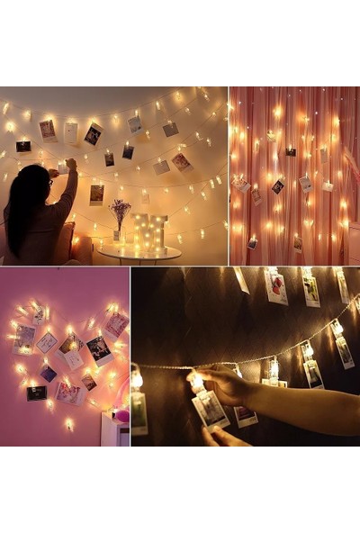 Orjinal Dükkan Led Işıklı Fotoğraf Mandalları 20 li 3 Metre Orjinal Dükkan Led Işıklı Fotoğraf Mandalları 20 li 3 Metre