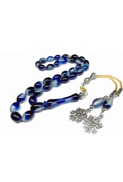 Vip Kehribar İsme Özel Boyalı Kedi Gözü Fosforlu Tesbih - Kedigözü Toz Kehribar Tesbih