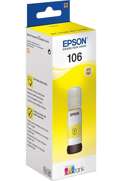 Epson 106 T00R440 Ecotank Sarı Kartuş Ink Bottle Epson 106 T00R440 Ecotank Sarı Kartuş Ink Bottle