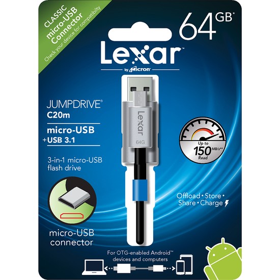 Lexar Jumpdrive C20m 64 GB Micro USB 3.1 OTG USB Bellek Fiyatı