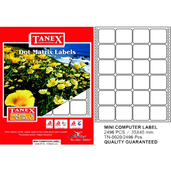 Tanex Printer Etiketi 35X45 Mm 4 Lü Tn002010 Fiyatı