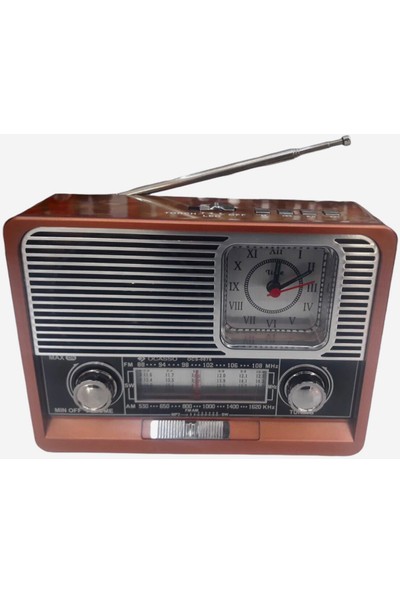 Ocasso OCS-0076 Fm USB Tf Kart Bluetooht Şarjlı Saatli Fenerli Nostaljik Radyo