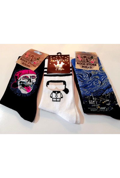 Asya Tasarım Socks 3'lü Renkli Desenli Unisex Çorap Seti Asya Tasarım Socks 3'lü Renkli Desenli Unisex Çorap Seti
