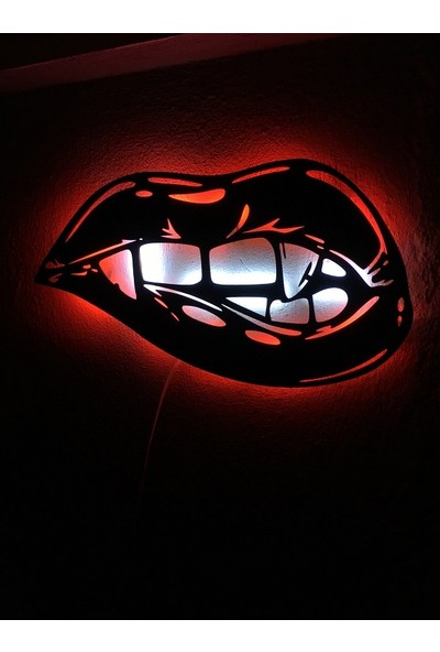 Çakra Dudak LED Işıklı Tablo Ahşap 60X33CM Çakra Dudak LED Işıklı Tablo Ahşap 60X33CM