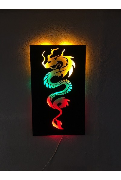 Çakra 3D Ejderha Silüet LED Işıklı Ahşap Tablo 50X35CM Çakra 3D Ejderha Silüet LED Işıklı Ahşap Tablo 50X35CM