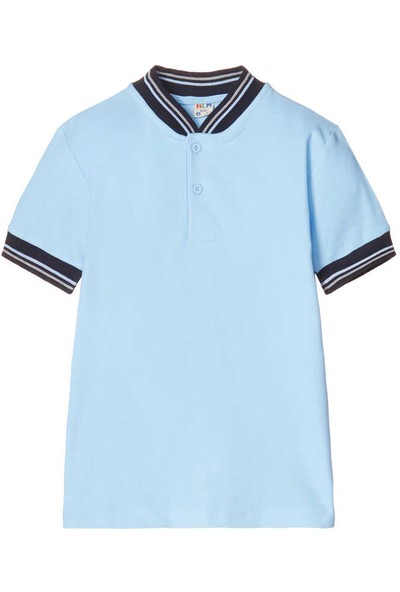 Kalender Mavi Hakim Yaka Kısa Kol 6-12 Yaş Çocuk Lakos Tişört T-Shirt - 82238-229