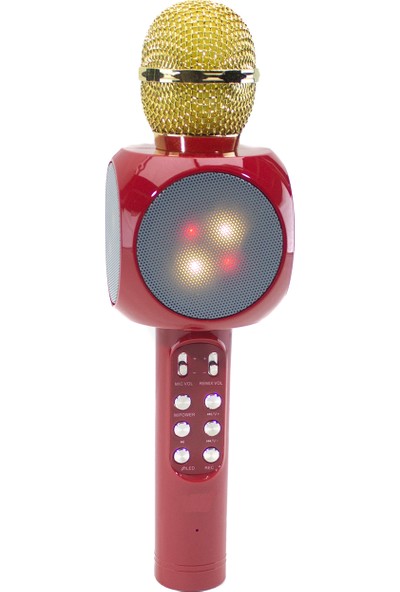 Erzi Karaoke Mikrofon Bluetooth'lu Işıklı Şarjlı Süper Karaoke Red Erzi Karaoke Mikrofon Bluetooth'lu Işıklı Şarjlı Süper Karaoke Red