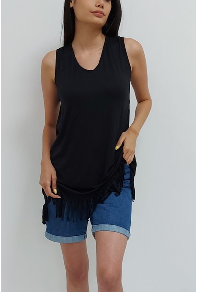 Amazeus Altı Püsküllü Askılı Bluz Siyah S-M-Siyah Amazeus Altı Püsküllü Askılı Bluz Siyah S-M-Siyah