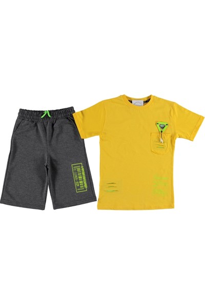 Nirvana Erkek Çocuk Yırtık Detaylı Şortlu Takım