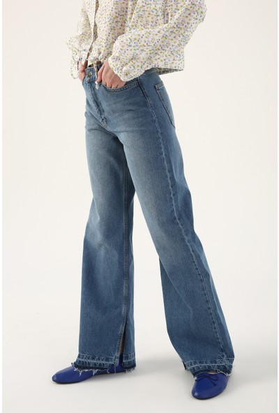 ALLDAY Paçası Yırtmaçlı Wide Leg Denim Pantolon