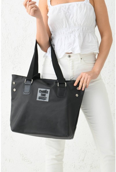 Kadın Siyah Büyük El ve Omuz Spor Çantası