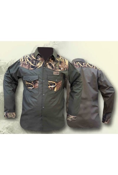 Avcı Gömleği Gmk 27126 Haki Üzerine Saz Desen Gömlek L Avcı Gömleği Gmk 27126 Haki Üzerine Saz Desen Gömlek L