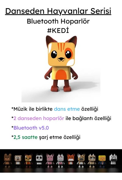 Mob Dans Eden Hayvanlar Bluetooth Hoparlör - Kedi