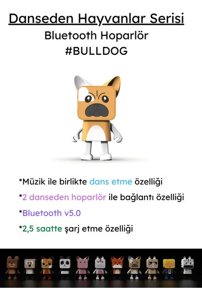 Mob Dans Eden Hayvanlar Bluetooth Hoparlör - Bulldog