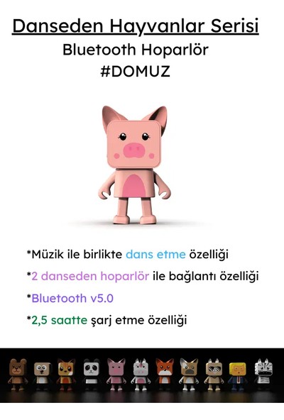 Mob Dans Eden Hayvanlar Bluetooth Hoparlör - Domuz