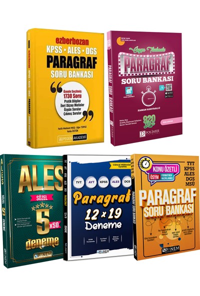 Ales Soru Bankası - Ales Sözel 5 Deneme - Paragraf Deneme Ales Soru Bankası - Ales Sözel 5 Deneme - Paragraf Deneme