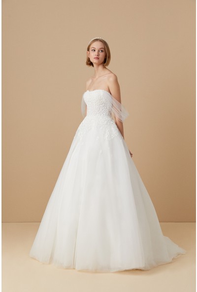 Oleg Cassini Tül Etekli Straplez Balo Tipi Gelinlik