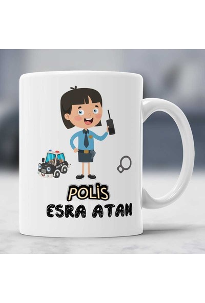 Kupa Market Polislere Özel İsim Baskılı Kişiye Özel Kupa Bardak