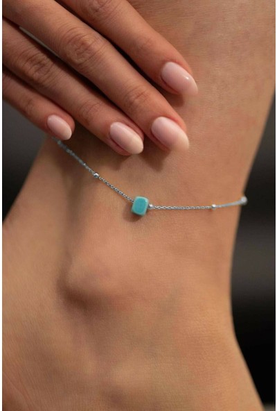 Gümüş Kaplama Boncuklu Halhal Gümüş Kaplama Boncuklu Halhal