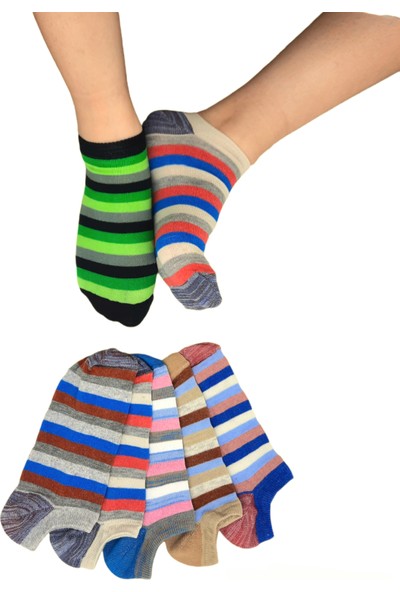 Black Arden Socks 6 Çift Renkli Çizgili Görünmez Sneakers Çorap 36-40 Numara BT-0625 Black Arden Socks 6 Çift Renkli Çizgili Görünmez Sneakers Çorap 36-40 Numara BT-0625