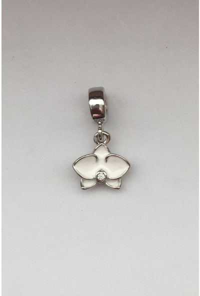 Charm to Charm Pandora Bilekliklerine Uyumlu Beyaz Orkide Charm