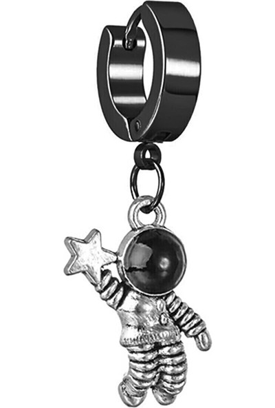 The Gifts Unisex Paslanmaz Siyah Çelik Astronot Robot Sallantılı Halka Küpe The Gifts Unisex Paslanmaz Siyah Çelik Astronot Robot Sallantılı Halka Küpe