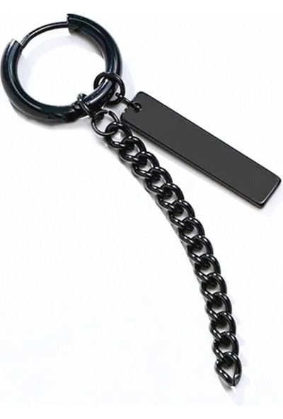 Unisex Siyah Çelik Sallantılı Çubuk Küpe