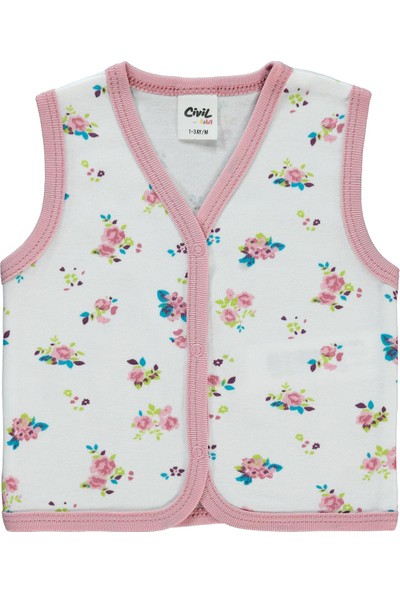 Civil Baby Kız Bebek Yelek 1-9 Ay Pudra